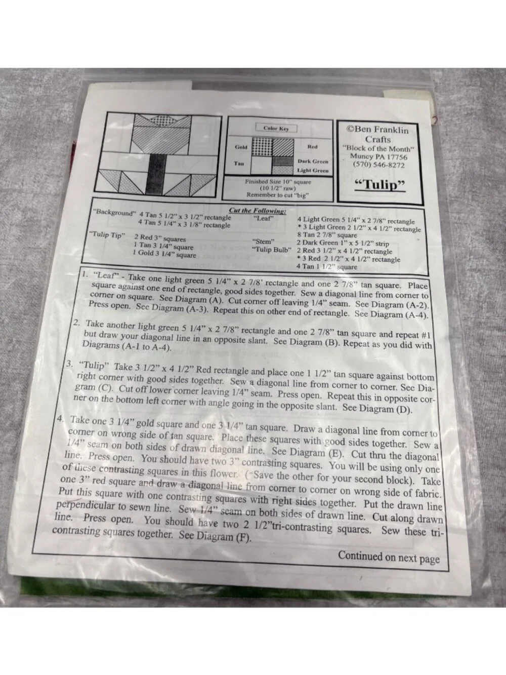 Ben Franklin Crafts | Office | Ben Franklin Crafts Tulip Quilting Kit ...